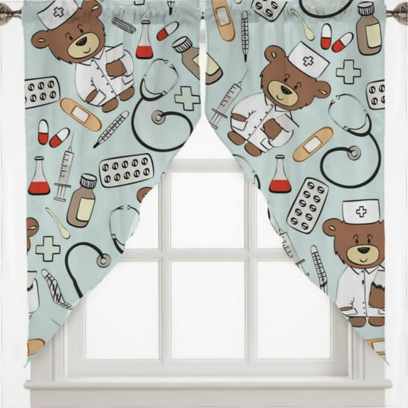 Doctor Bear Hospital Swag Valances For Windows 2 Pack For Kitchen ...