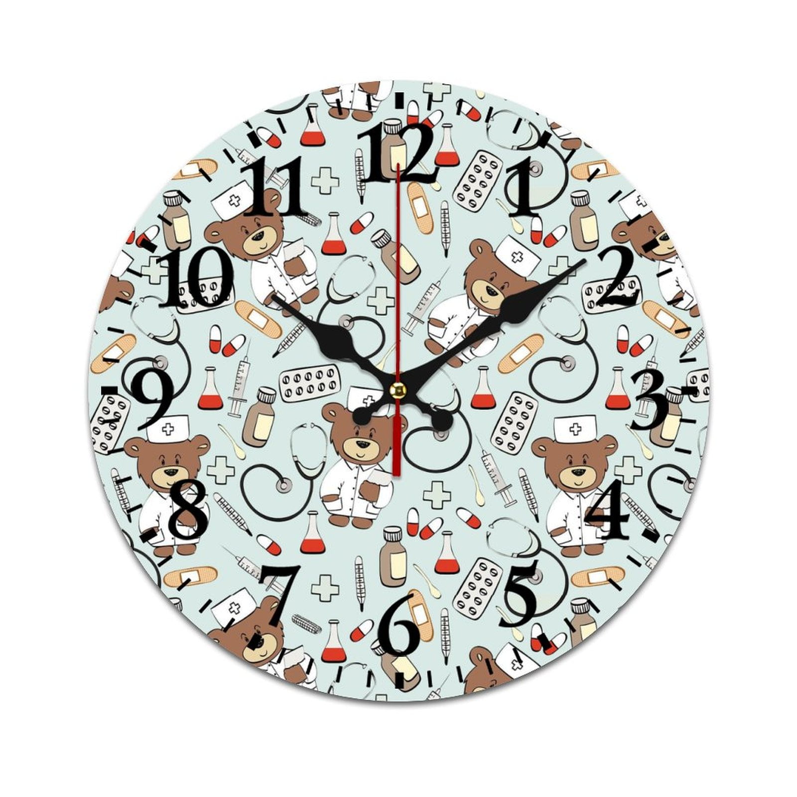 Doctor Bear Hospital Wall Clock Modern Design Clocks Wall Hanging Home ...