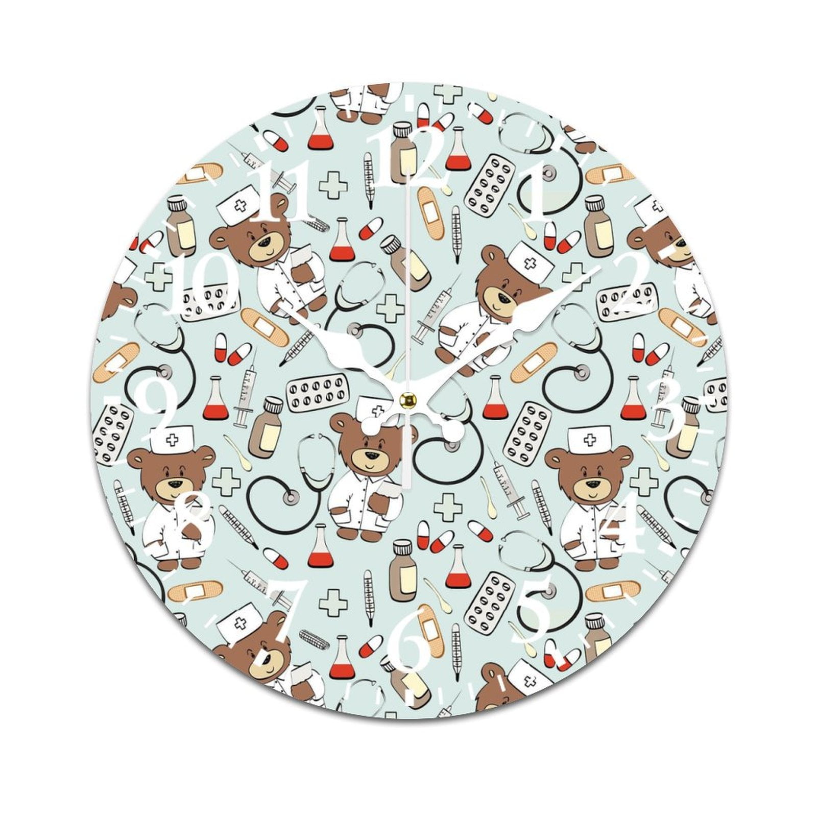 Doctor Bear Hospital Wall Clock Modern Design Clocks Wall Hanging Home ...