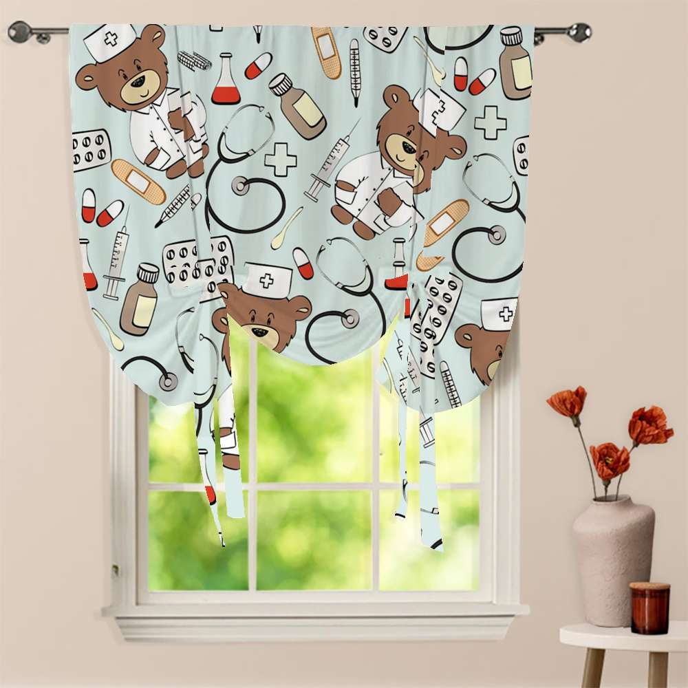 Doctor Bear Hospital Window Curtain for Living Room Roman Curtain ...