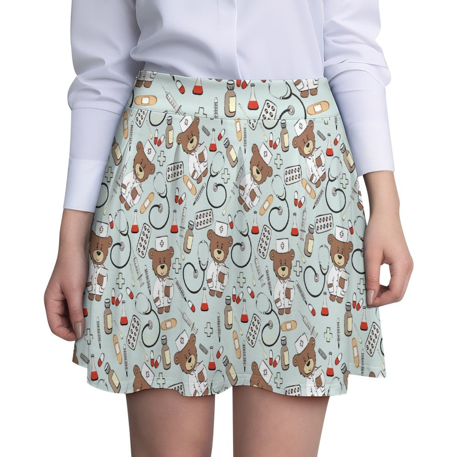 Doctor Bear Hospital Women's Casual Mini Skirt Invisible Zipper Summer ...