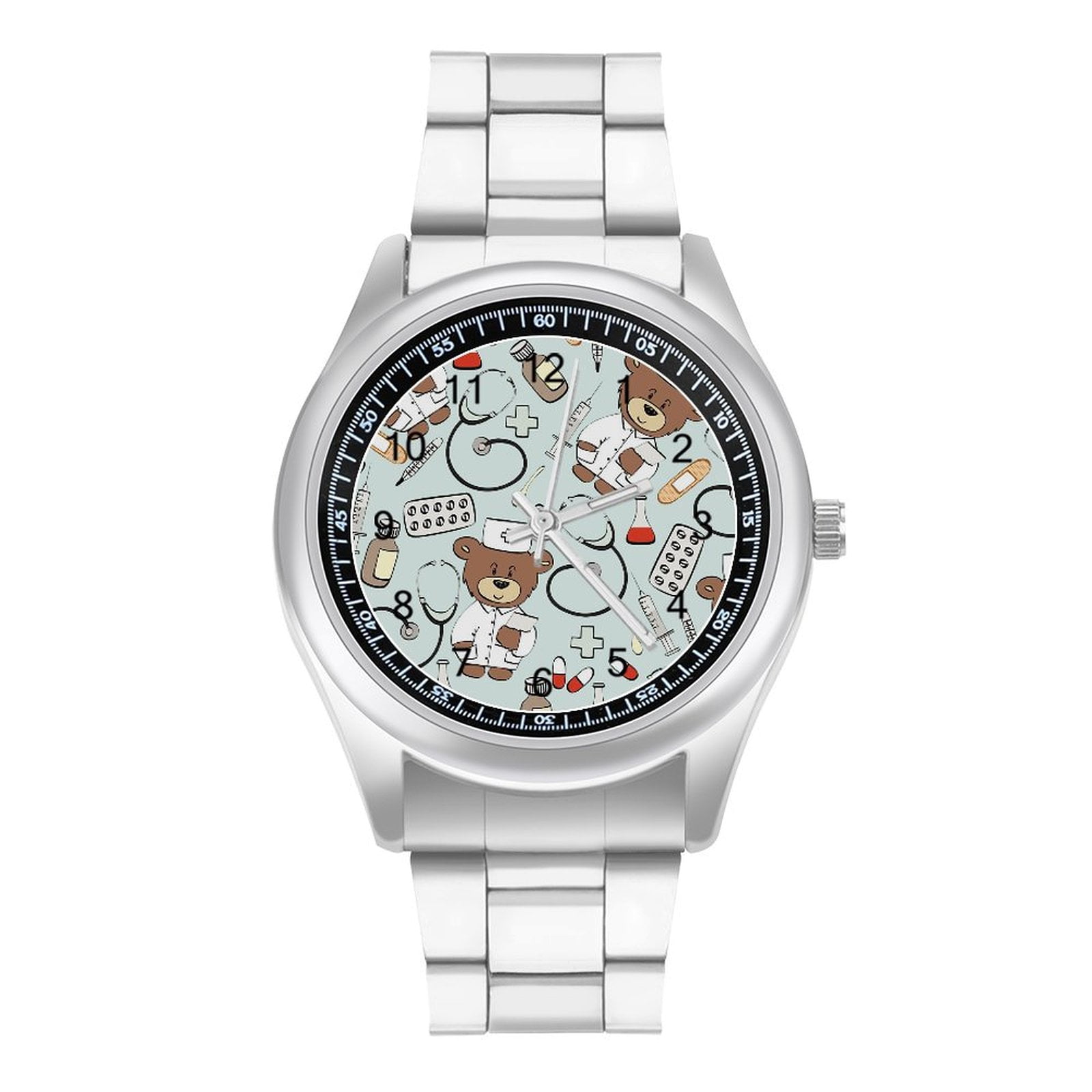 Doctor Bear Hospital Wrist Watches for Men Metal Band Watch Fashion ...