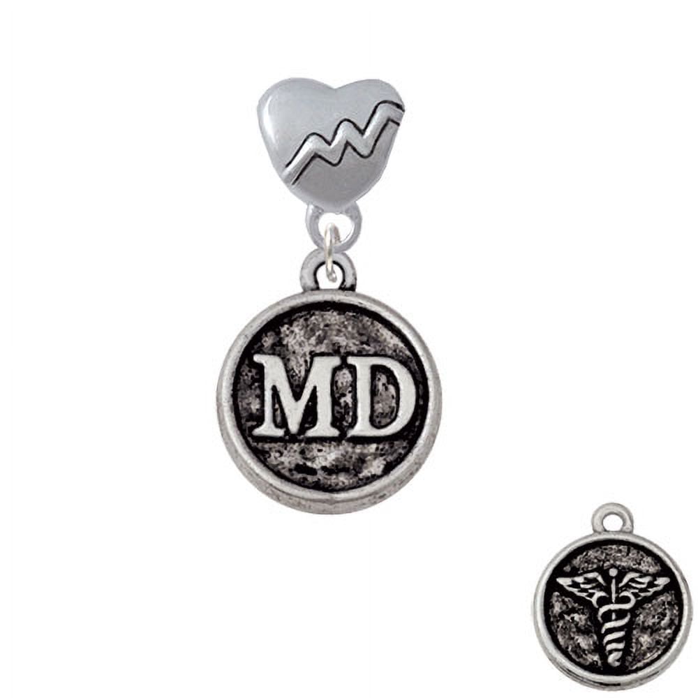 Doctor Caduceus Seal - MD - Heartbeat Charm Bead - Walmart.com