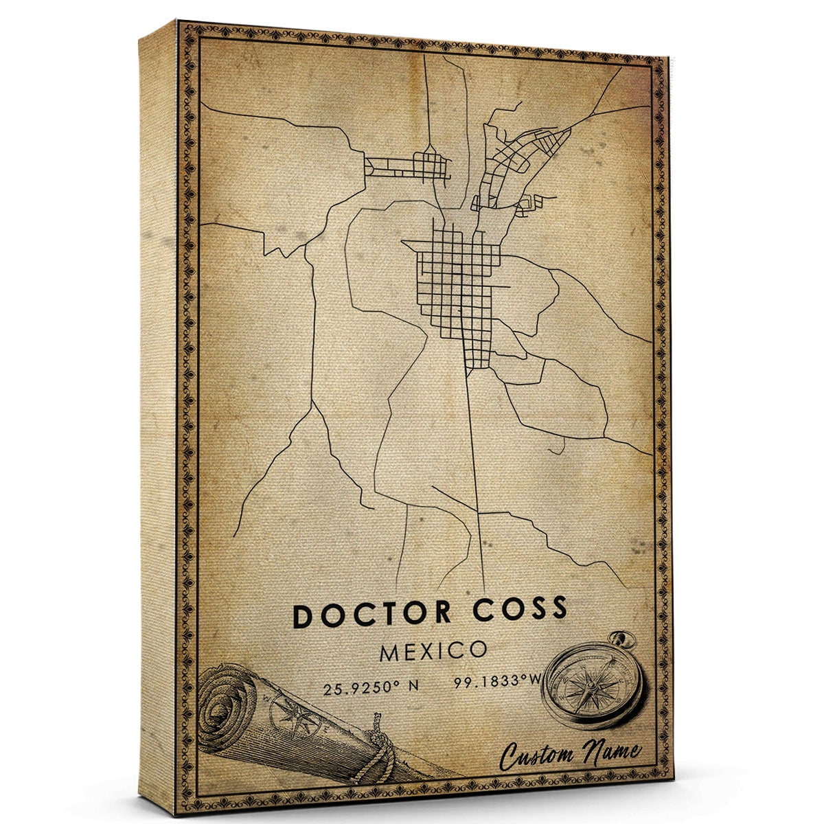 Doctor Coss Map Poster, Mexico Map Art Poster, Canvas, Doctor Coss Map ...