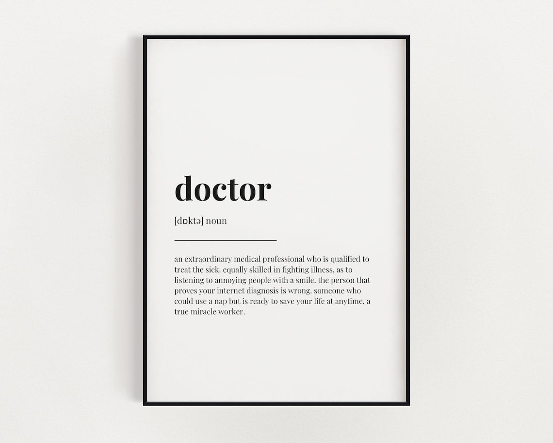 Doctor Definition Meaning, Wall Art, Doctor Gift, Print, Home Decor ...