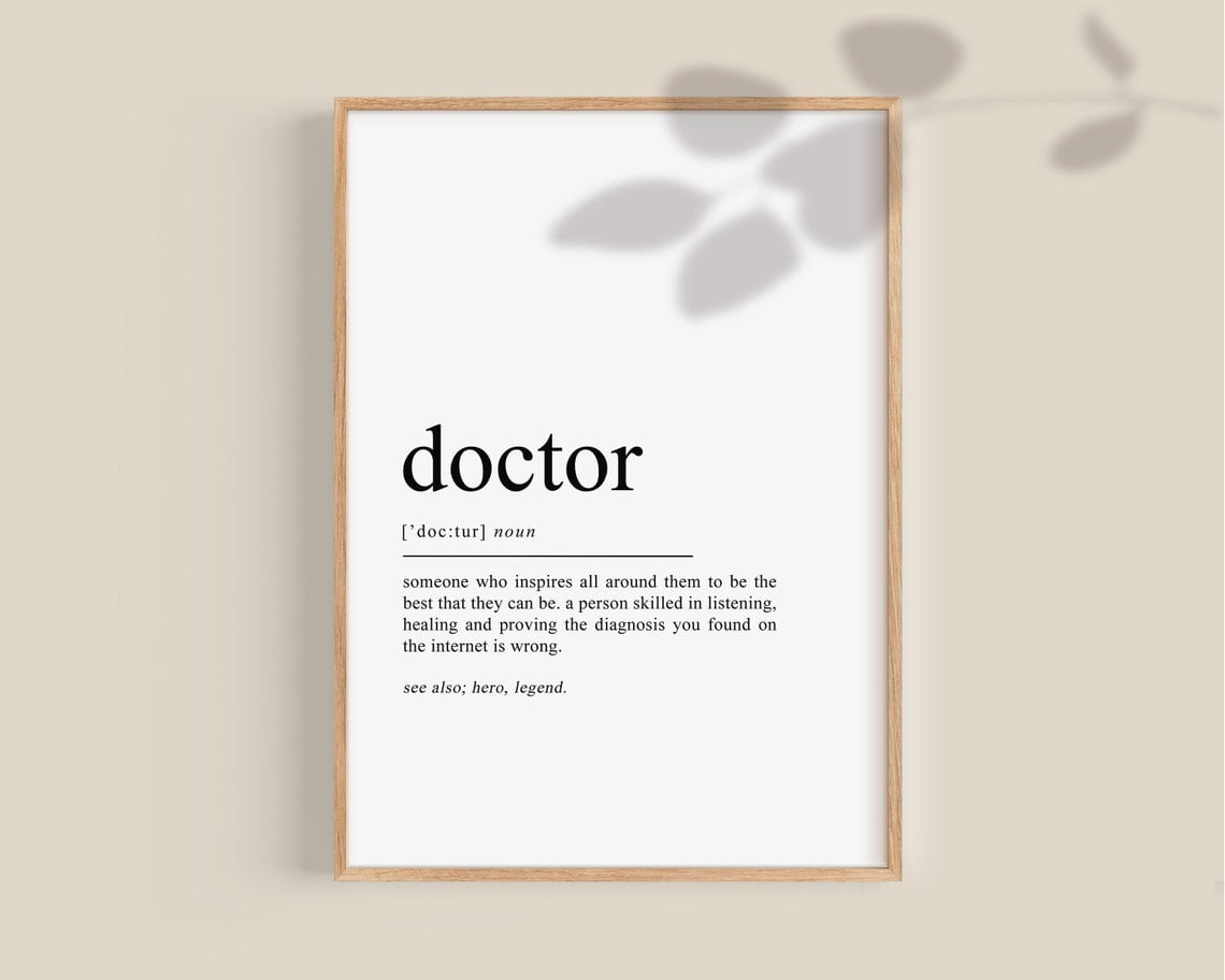 Doctor Definition Poster, Doctor Poster, Doctor Gift, Doctor ...