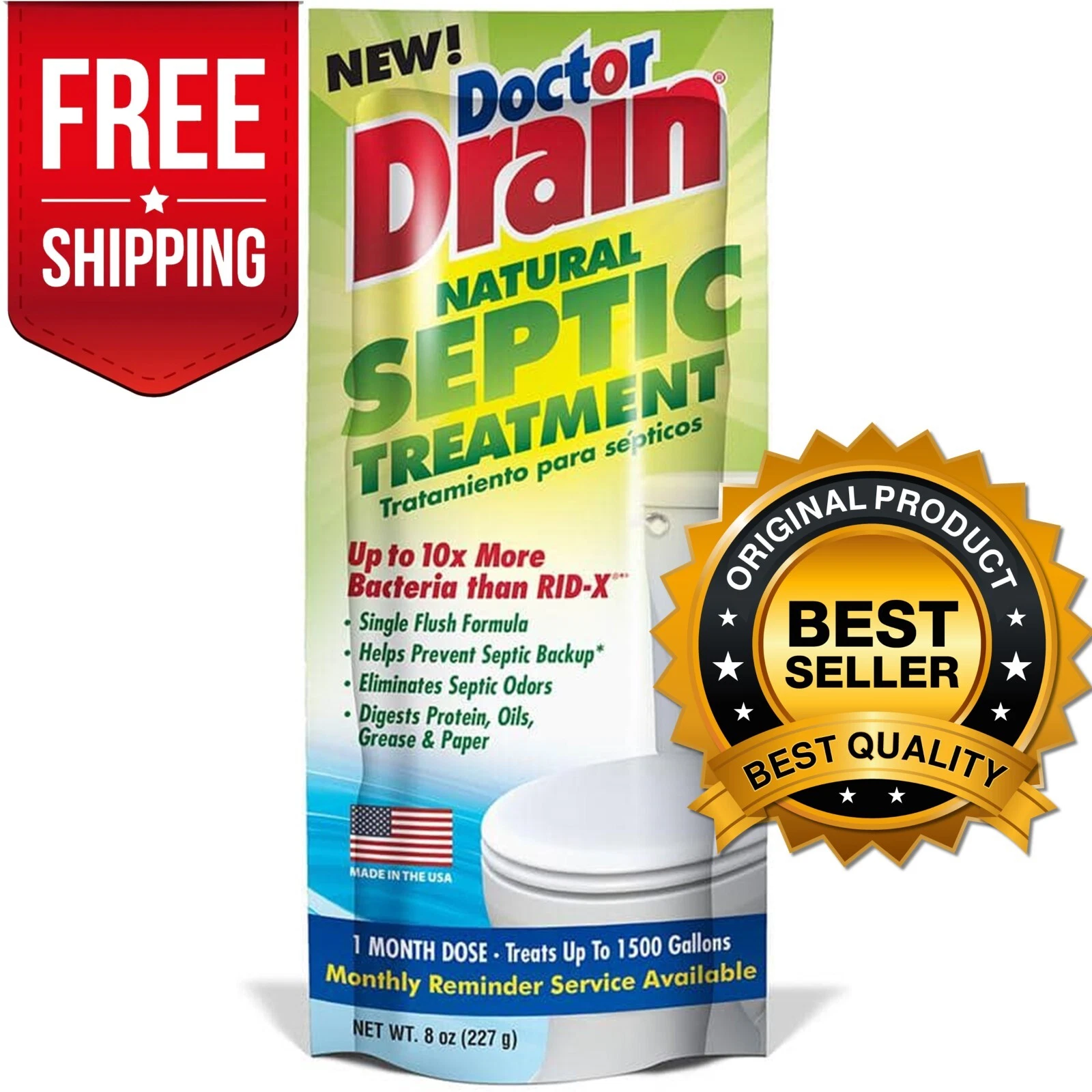 Doctor Drain Septic Tank Treatment For Toilets Sinks And Drains 8 Oz ...