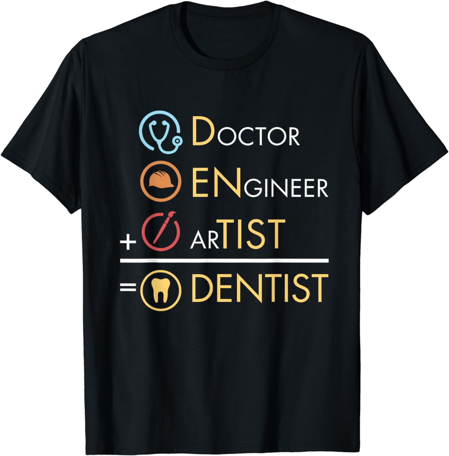 Doctor Engineer Artist = Dentist Funny Dental T-Shirt - Walmart.com