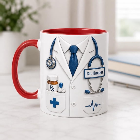 Doctor Faux 3D Accent Mug, Custom Name Doctor Coffee Mug, Medical ...