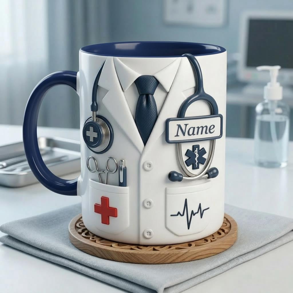 Doctor Faux 3D Accent Mug, Custom Name Doctor Cup, Healthcare Gift for ...