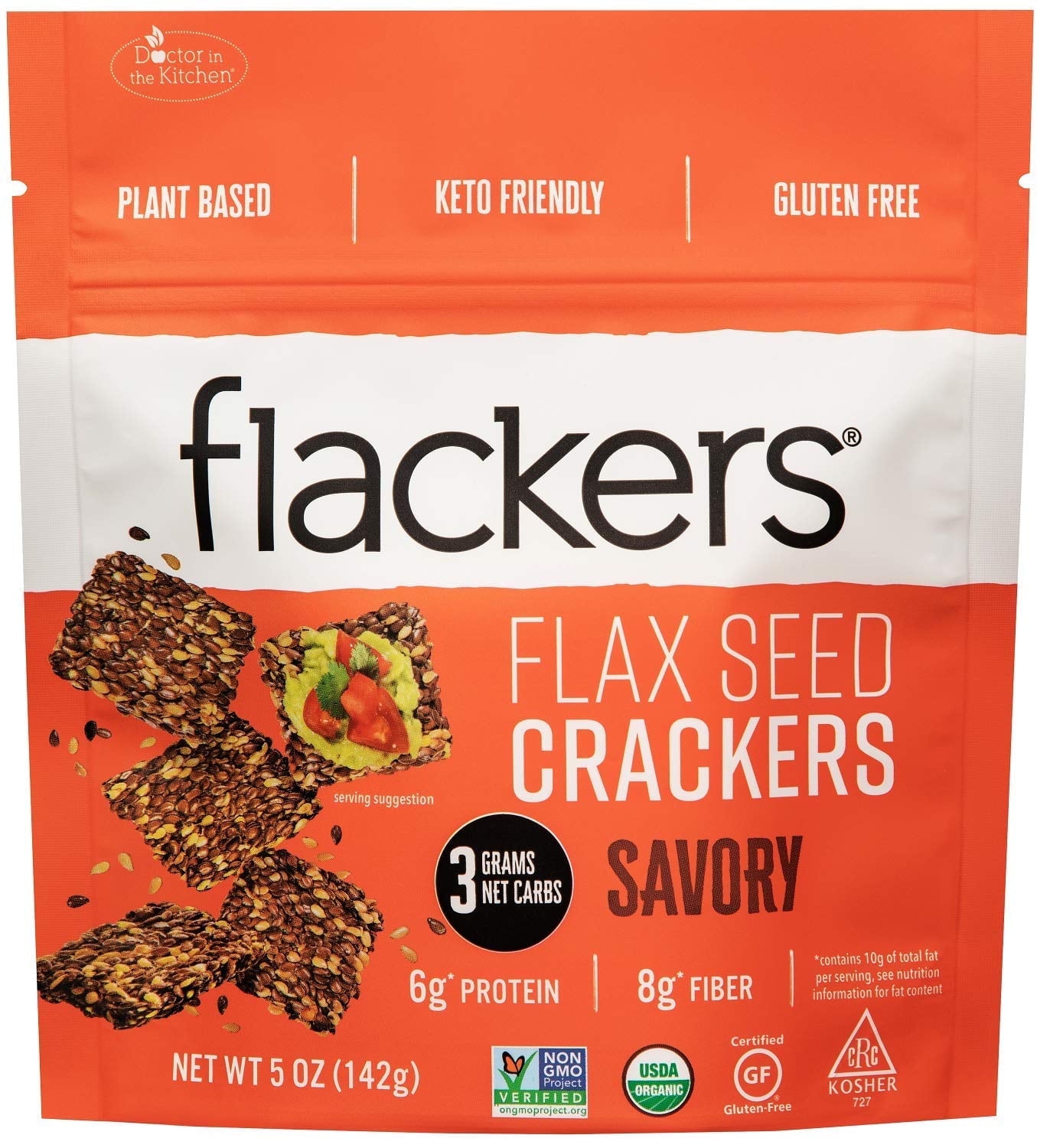 Doctor In The Kitchen Flackers Organic Flax Seed Crackers Savory Garlic ...