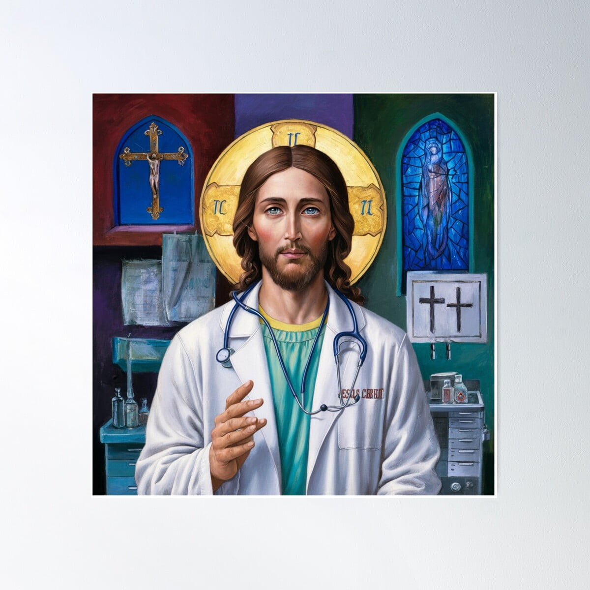 Doctor Jesus Funny Christian Doctor Poster Wall Art, Modern Wall Decor ...