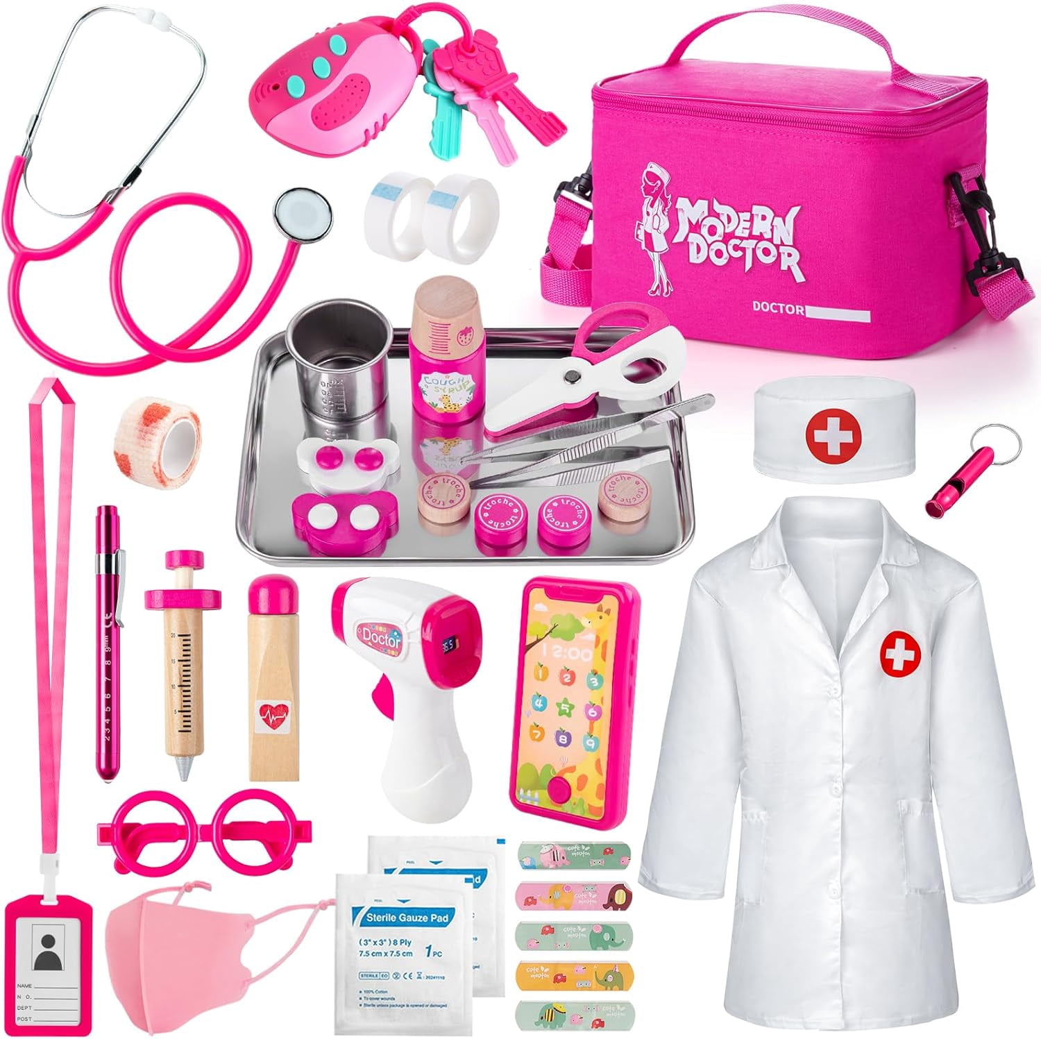 Doctor Kit for Girls, 34 Pcs Pretend Play Doctor Set，Doctor kit for ...