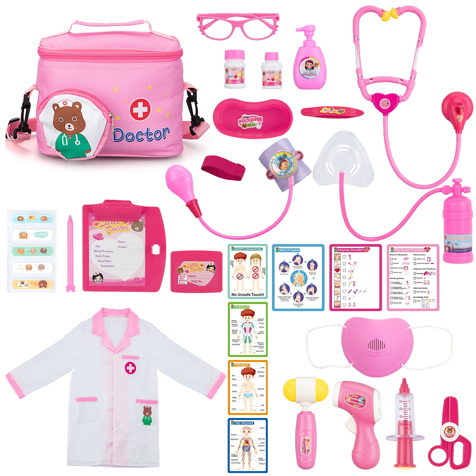 Doctor Kit for Kids, 31-Piece Kids Doctor Playset with Roleplay Costume ...