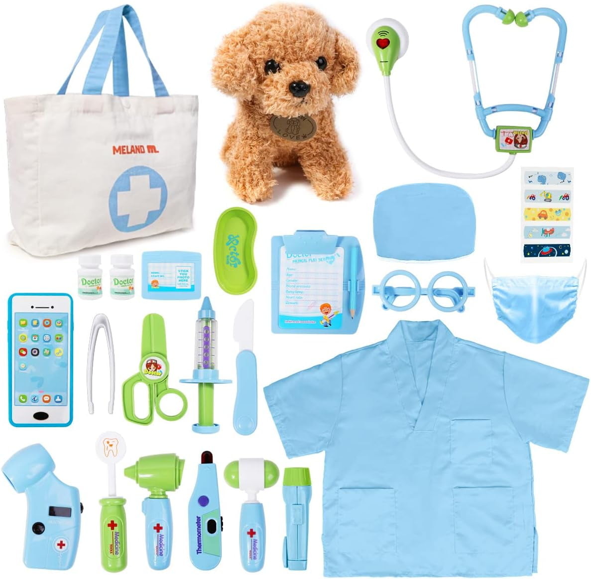 Doctor Kit for Kids - Pretend Play Doctor Set with Dog Toy, Carrying ...