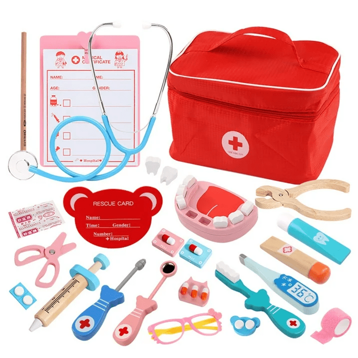 Doctor Kit Kids Wooden, Toys for 3+ Year Old Boys, Pretend Play Dr Set ...