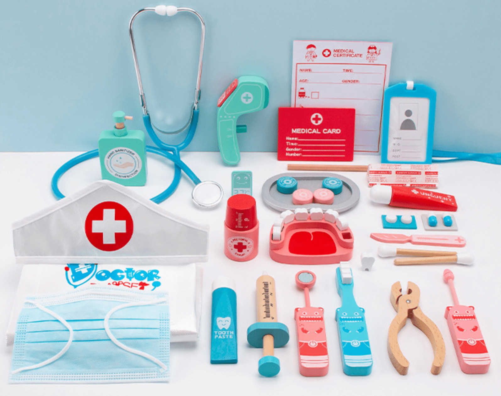 Doctor Kit for Toddlers, 27 Pcs Wooden Doctor Pretend Toy Kit, Dentist ...