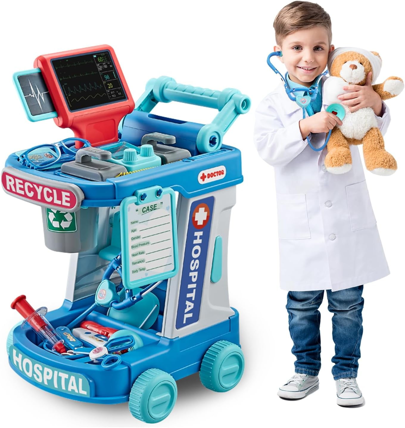 Doctor Kit for Kids 3-5 , Toddler Doctor Play Set with Cart, Costume ...