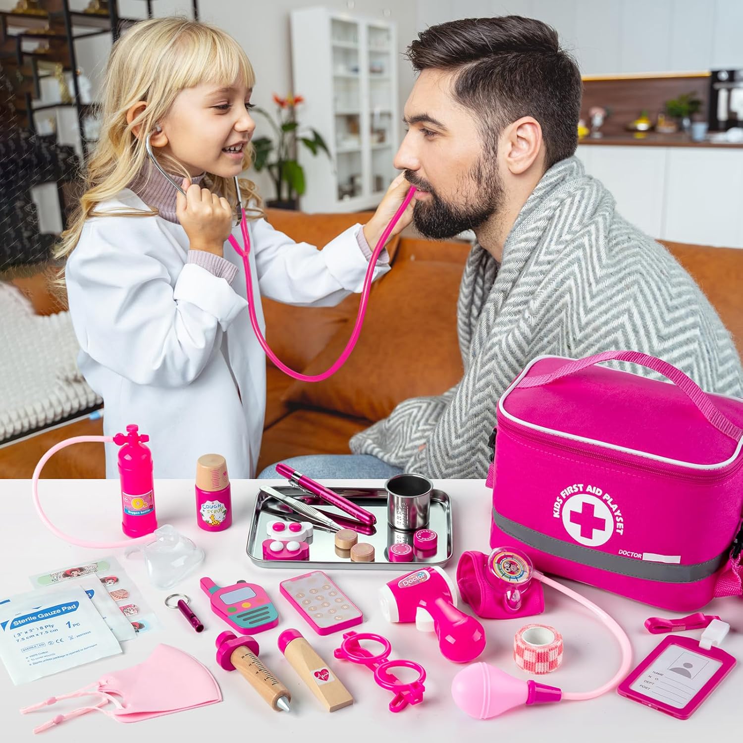 34 Pcs Kids Doctor Kit for Toddlers 3-5, Real Stethoscope & Medical ...