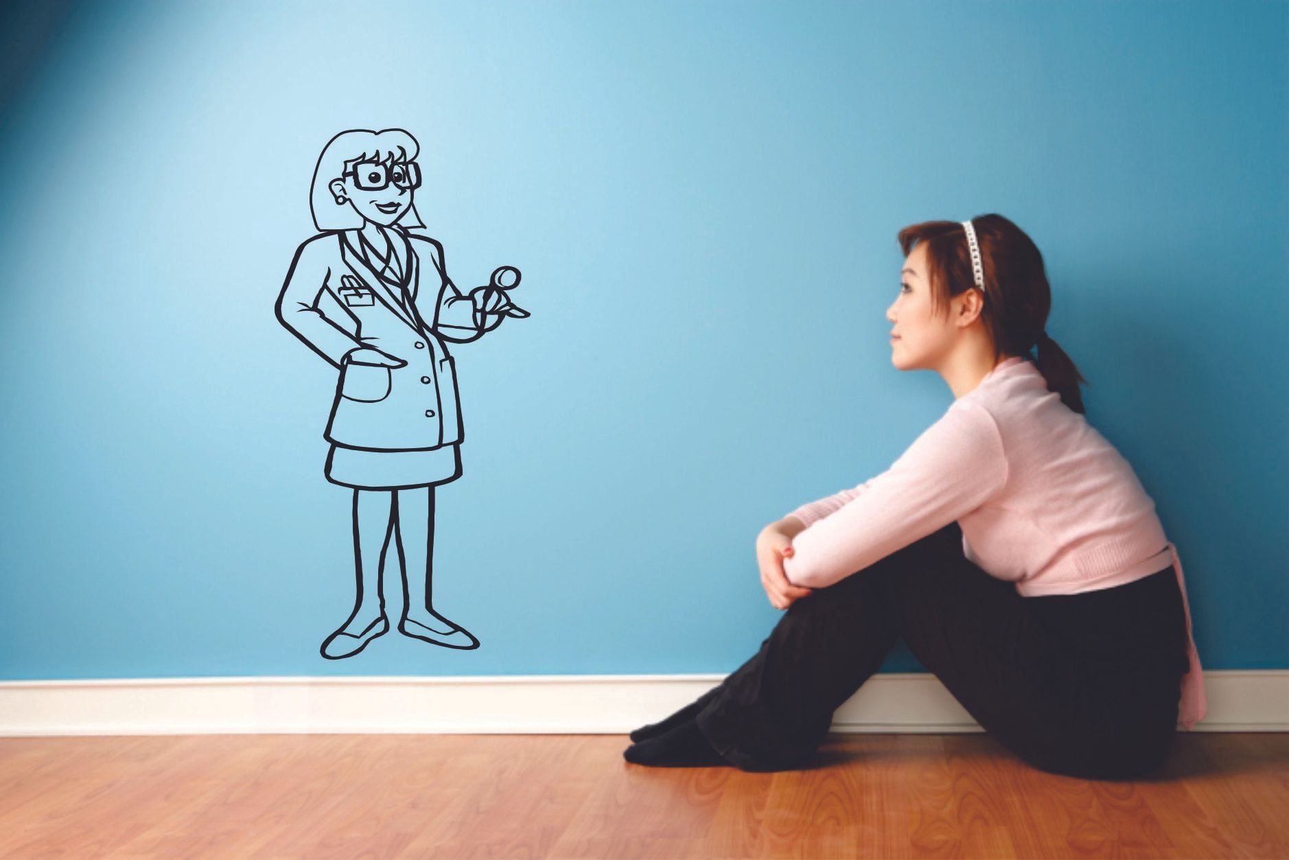 Doctor Lady Doctors Woman Medicine Hospital Cartoon Wall Sticker Art ...