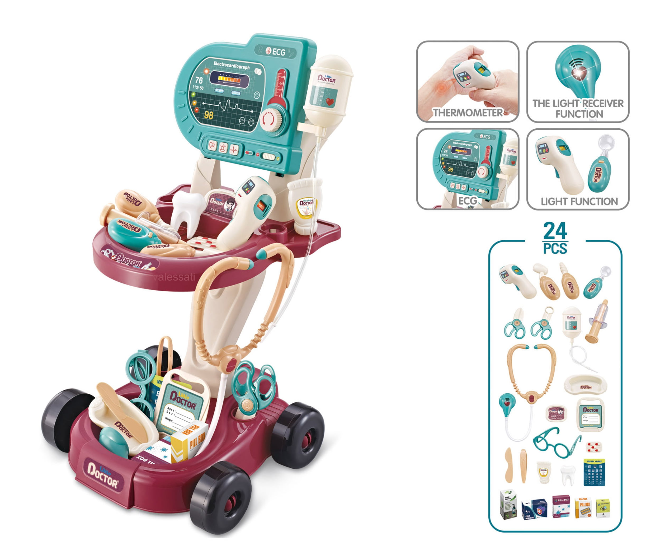 Doctor Medical Set Plastic Toy with Simulated ECG 24 Acc for Toddlers Age +3 Years Mundo Toys ...
