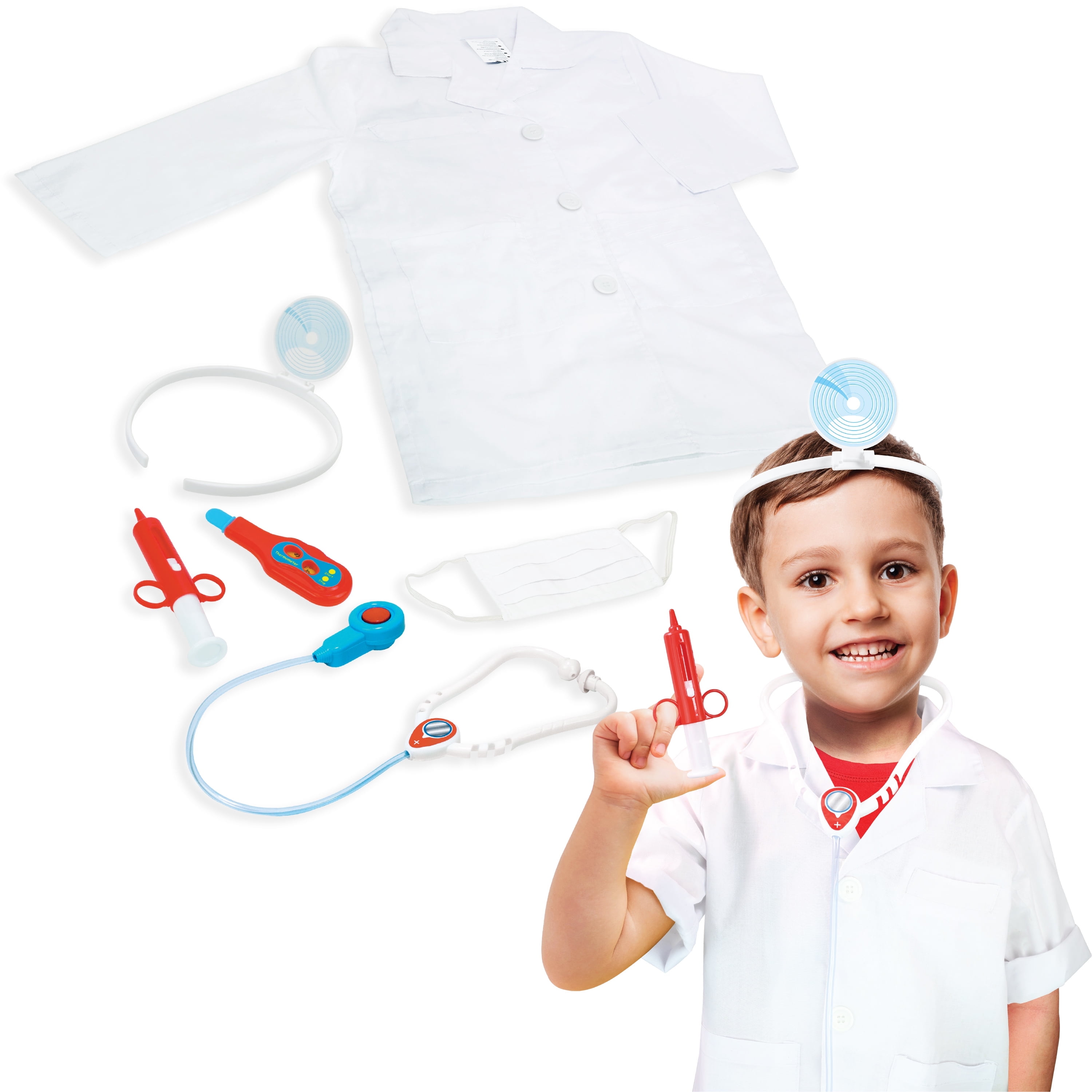 Kids' Doctor/Nurse Costume Set | 7-Piece for Ages 3-6 Includes Lab Coat ...