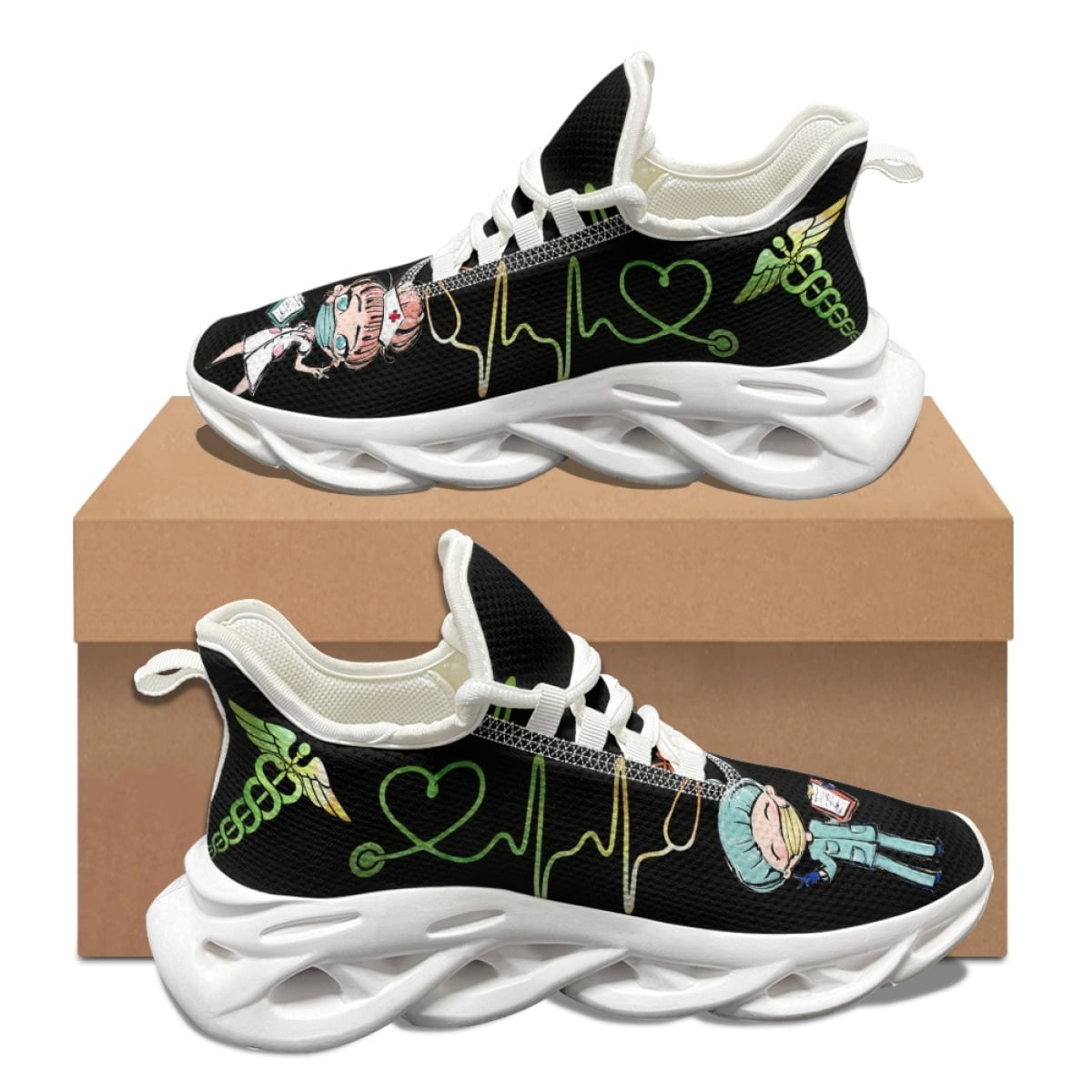 Doctor Nurse Shoes Lightweight Outdoor Platform Sneakers for Women ECG ...