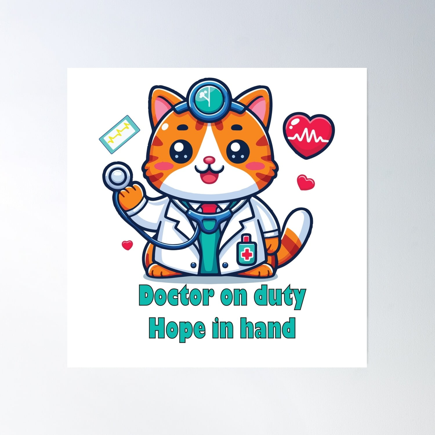 Doctor On Duty Sticker Poster Wall Art, Modern Wall Decor, 16x16 ...