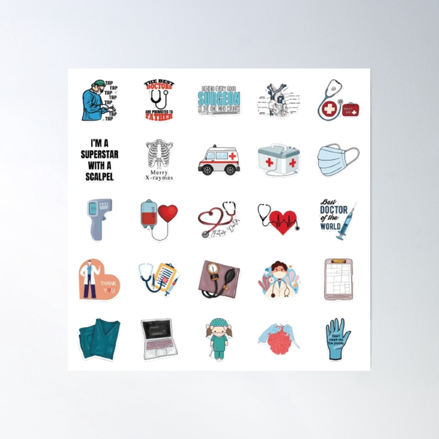 Doctor Pack Poster Wall Art, Modern Wall Decor, 30x30 UNFRAMED ...