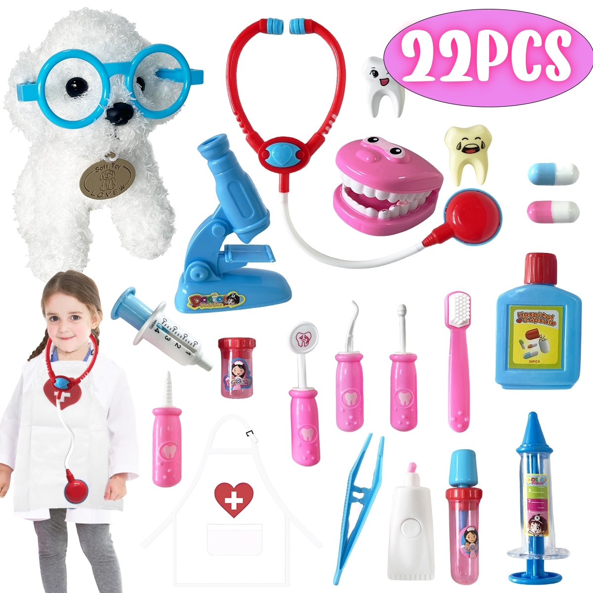Powiller 45Pcs Doctor Set for Kids, Pretend Role Play Toys, Kids ...