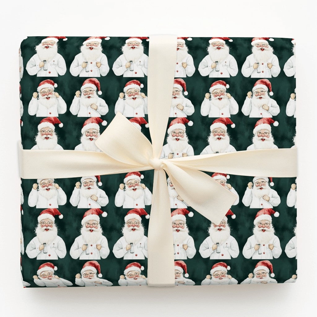 Doctor Scientist Santa Claus in Lab Coat Christmas Gift Wrapping Paper ...