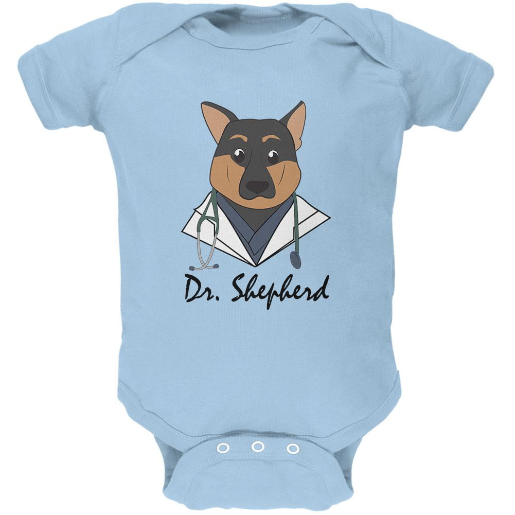 Doctor Shepherd German Dog Funny Cute Soft Baby One Piece Light Blue 9 ...