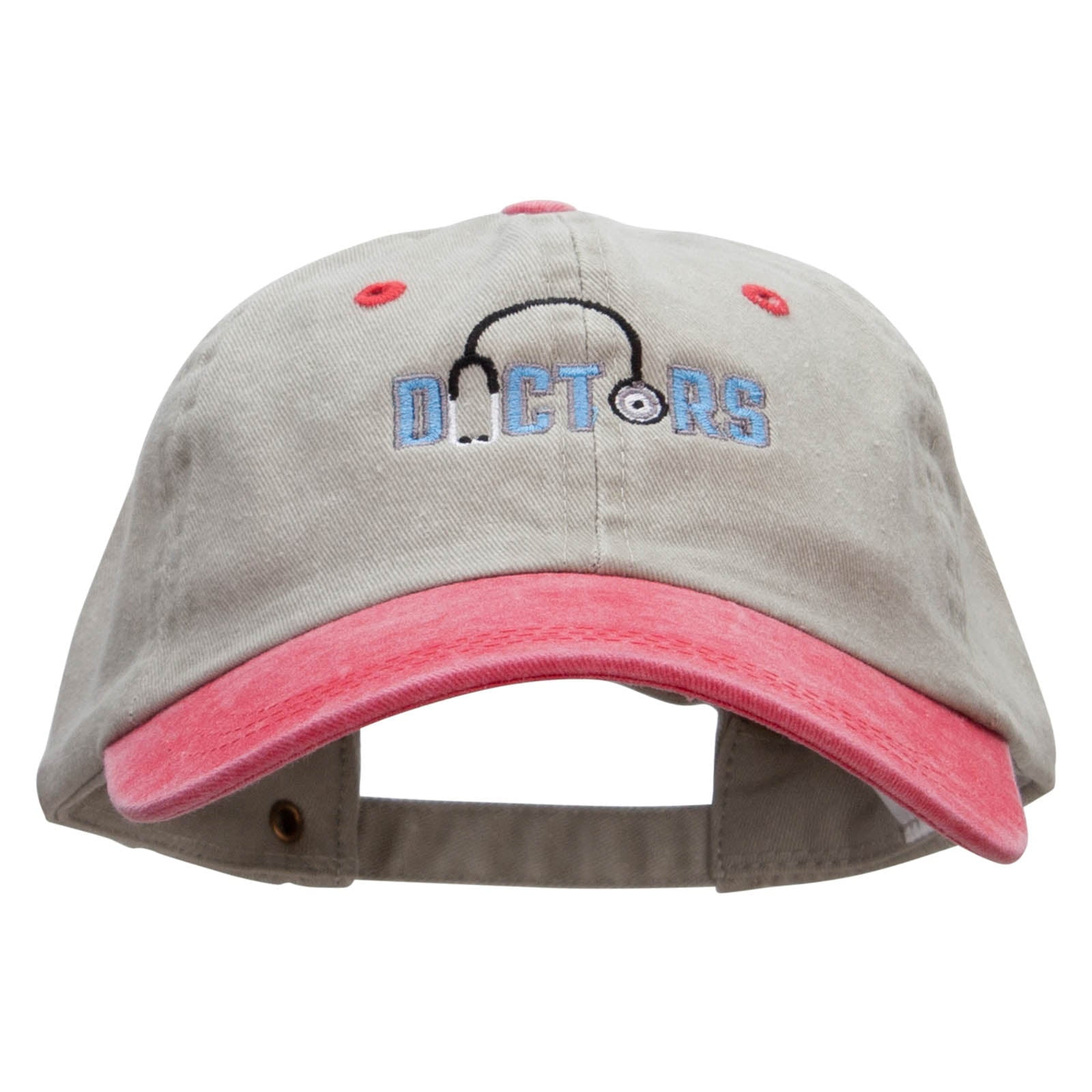 Doctor Stethoscope Embroidered Pigment Dyed Wash Cap - Beige Red OSFM ...