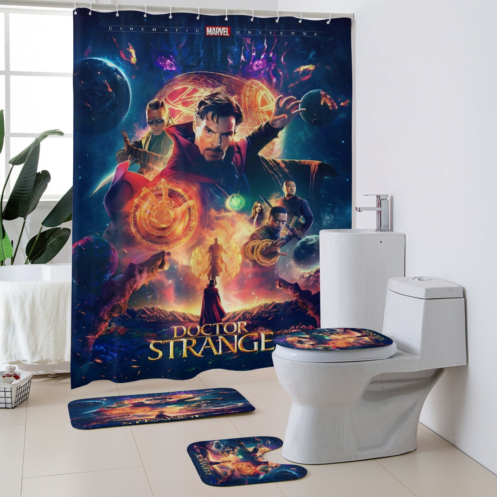 Doctor Strange Polyester Bath 4-Piece—Shower curtain, toilet mat + two ...