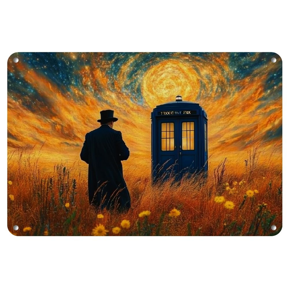 Doctor Who Tardis in Van Gogh-Inspired Metal Sign - Vintage Wall Art ...