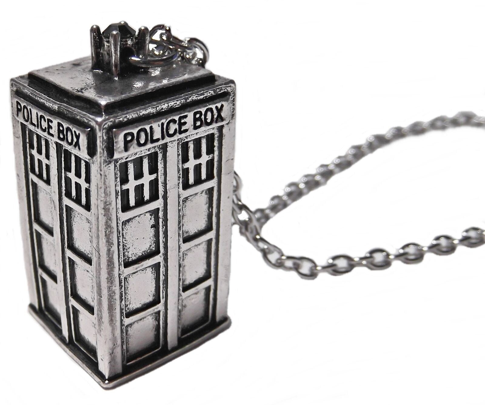 Doctor Who 3D Tardis 1 Inch Tall Charm Pendant Silvertone Necklace ...
