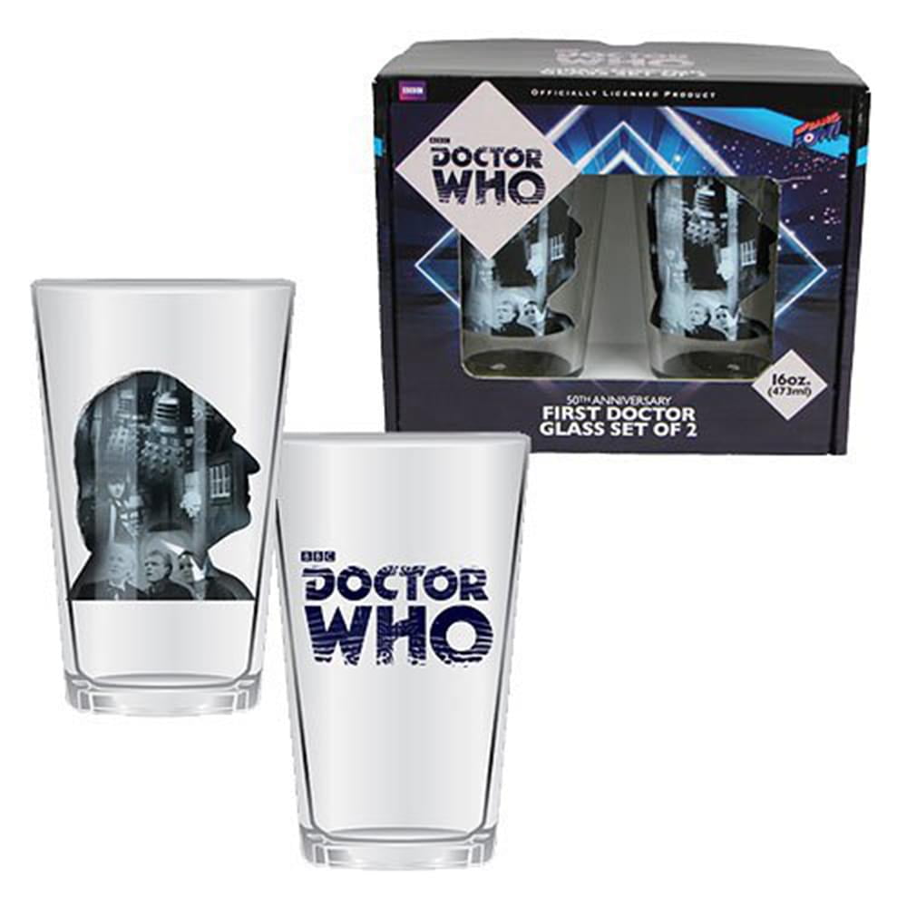 Doctor Who Anniversary First Doctor 16 oz. Glass Set of 2 - Walmart.com