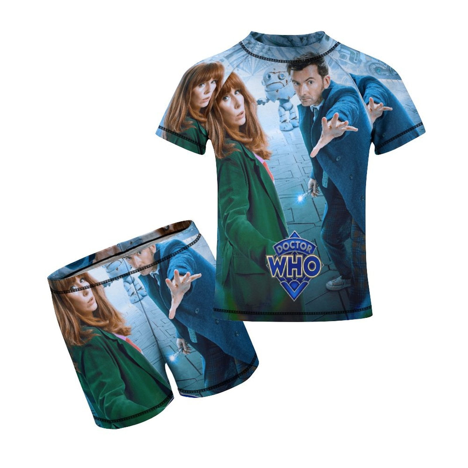 Doctor Who Boys Rash Guard Set 2 Piece Swimsuits Short Sleeve Bathing ...