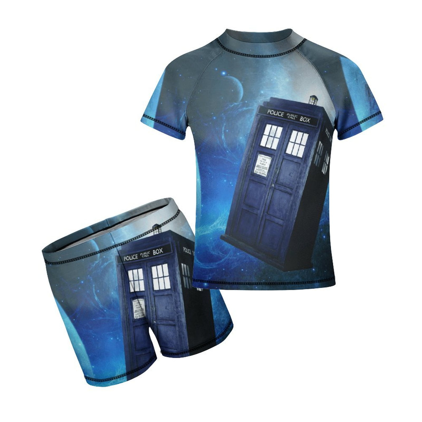 Doctor Who Boys Rash Guard Set 2 Piece Swimsuits Short Sleeve Bathing ...