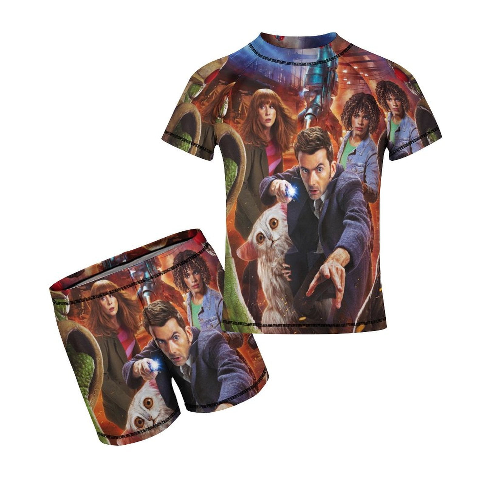 Doctor Who Boys Rash Guard Set 2 Piece Swimsuits Short Sleeve Bathing ...