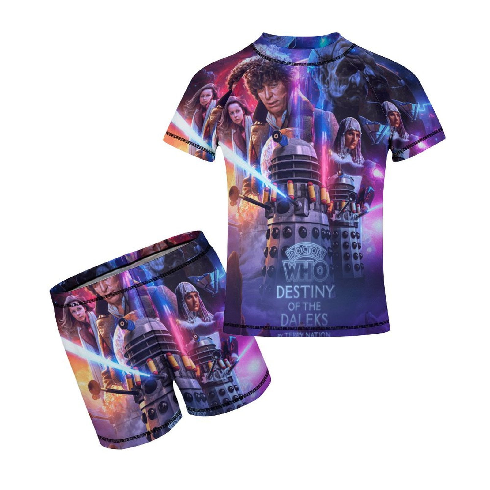 Doctor Who Boys Rash Guard Set 2 Piece Swimsuits Short Sleeve Bathing ...