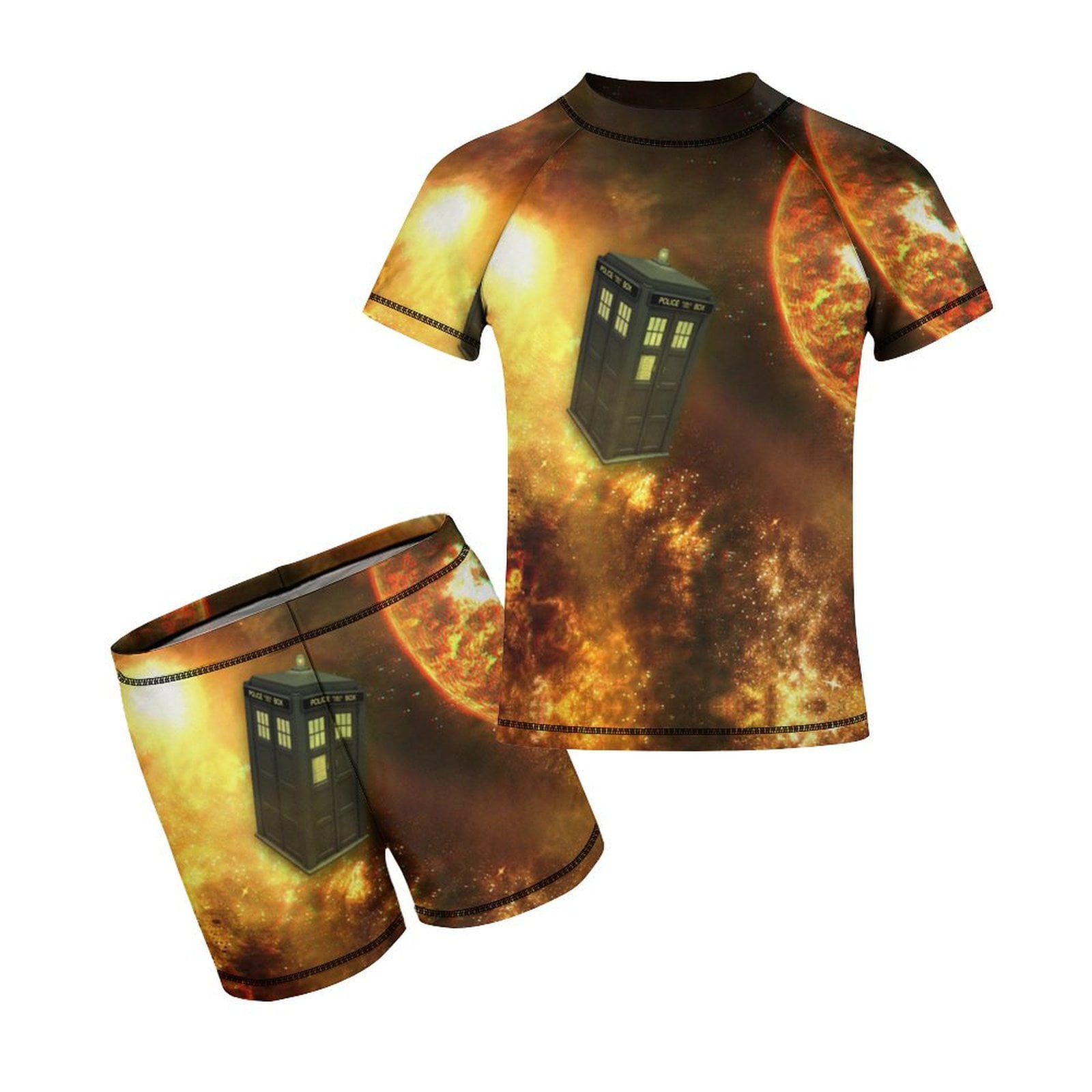Doctor Who Boys Rash Guard Set 2 Piece Swimsuits Short Sleeve Bathing ...