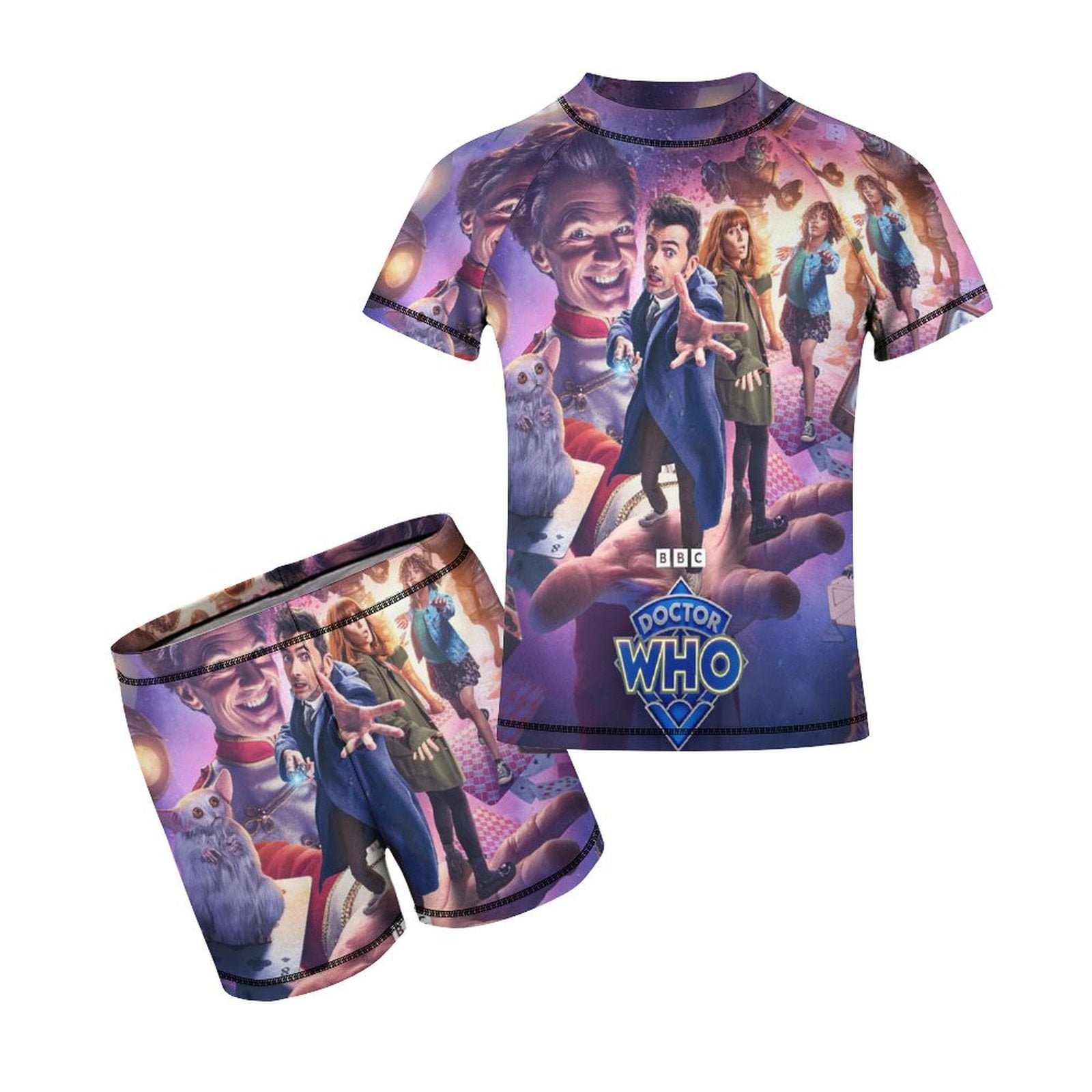 Doctor Who Boys Rash Guard Set 2 Piece Swimsuits Short Sleeve Bathing ...