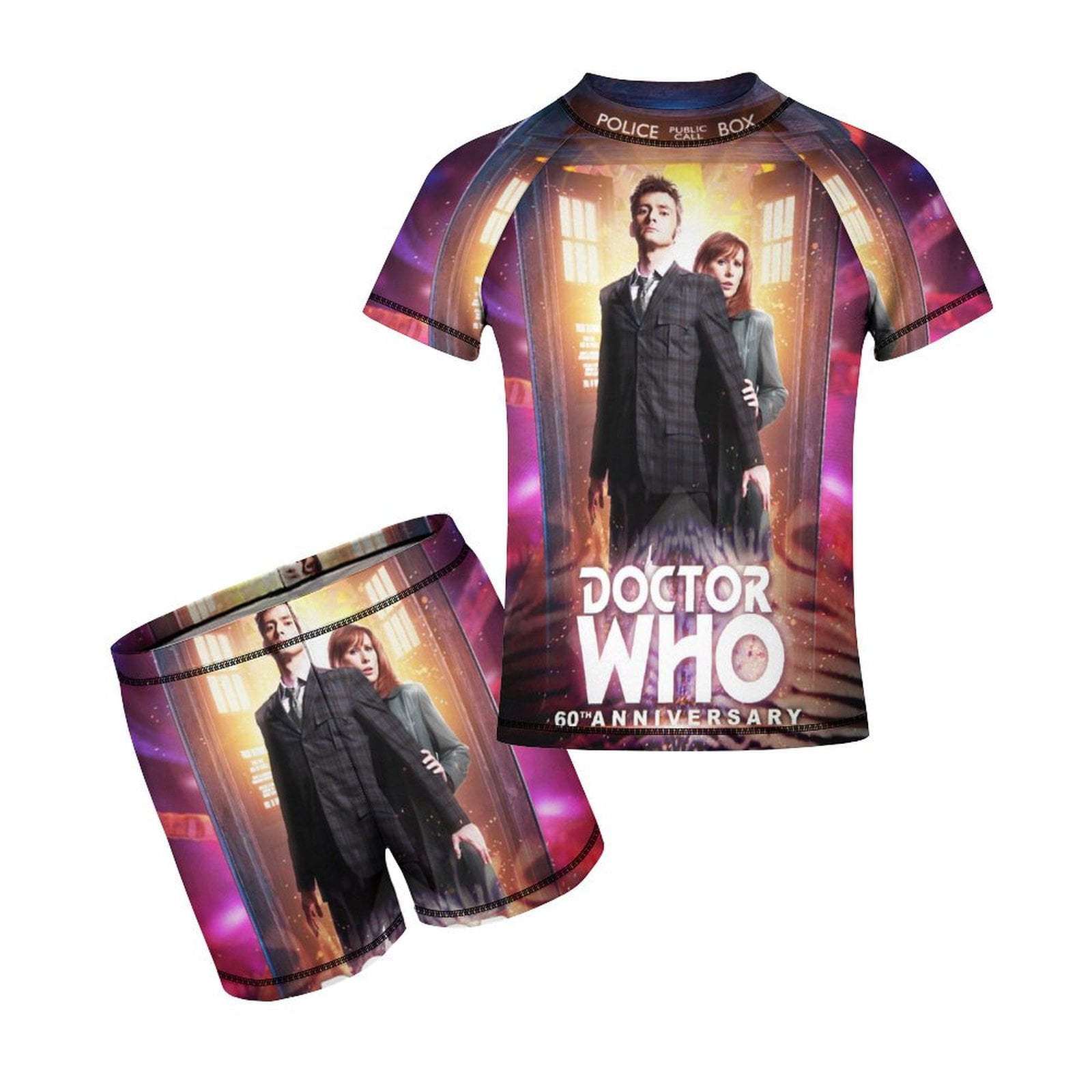 Doctor Who Boys Two Piece Swimsuit Kids Swimwear Set Short Sleeve ...