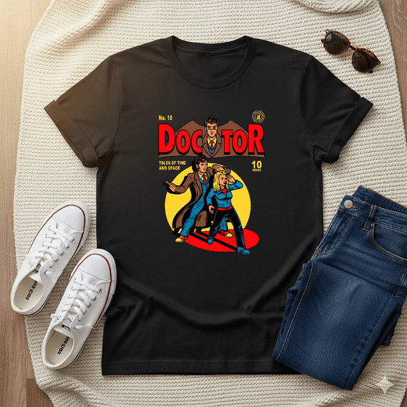 Doctor Who Comic Cartoon Vintage Parody Sci-Fi Fan Graphic Unisex T ...