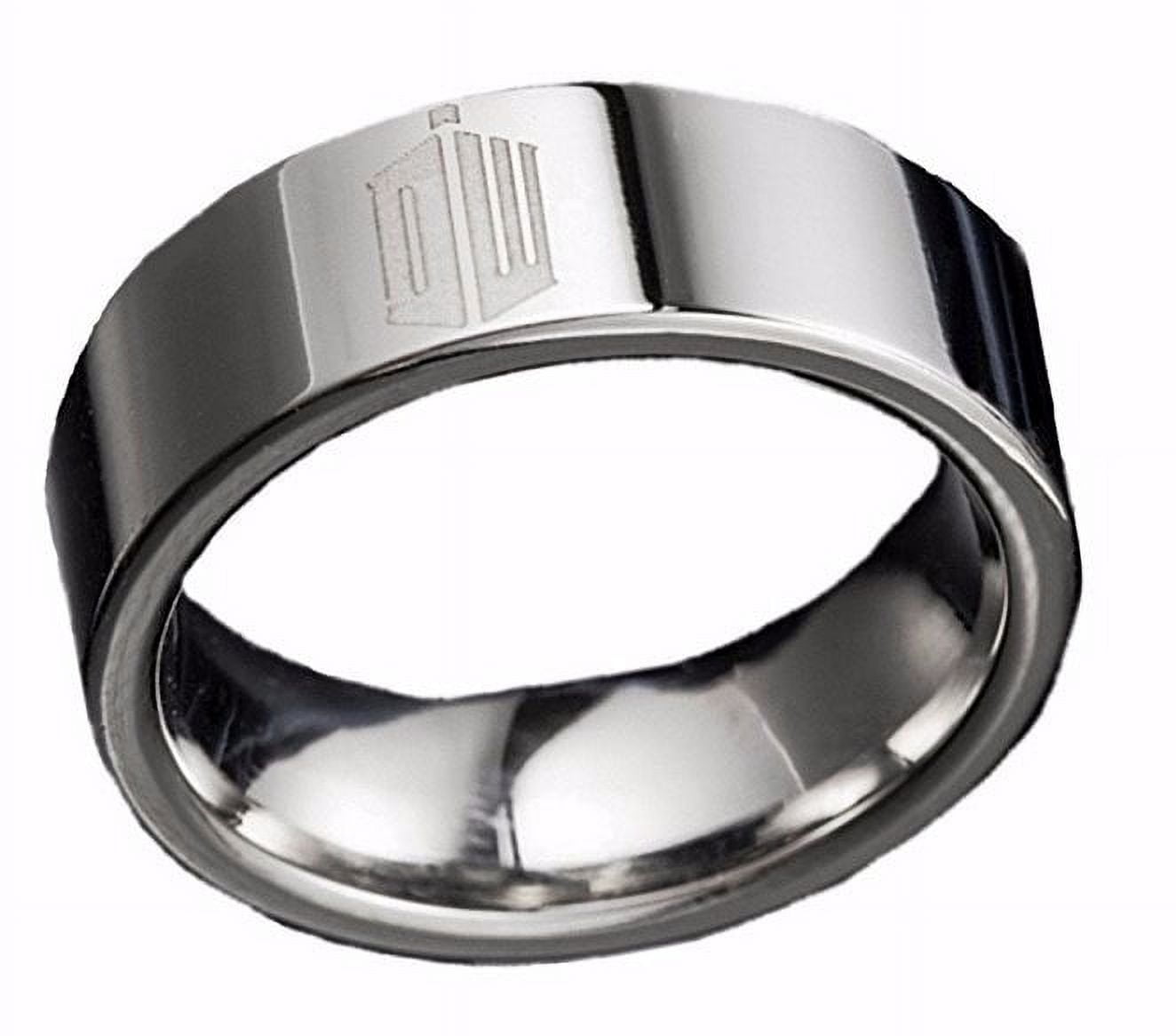 Doctor Who DW Logo Silvertone Stainless Steel Band Ring Size 13 ...