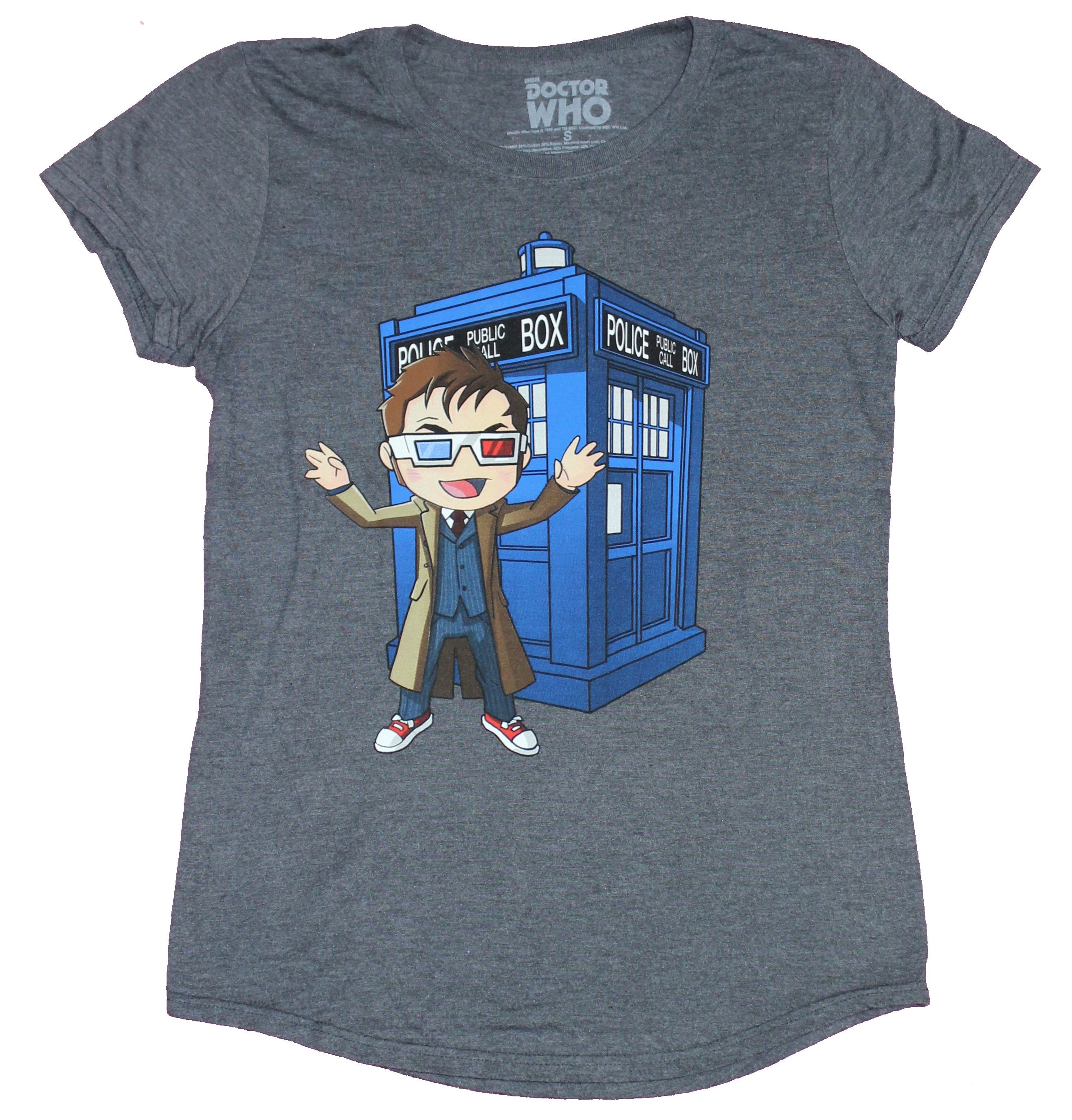 Doctor Who Girls Juniors T-Shirt - Cartoon Styled 3-D Glasses Image (2X ...