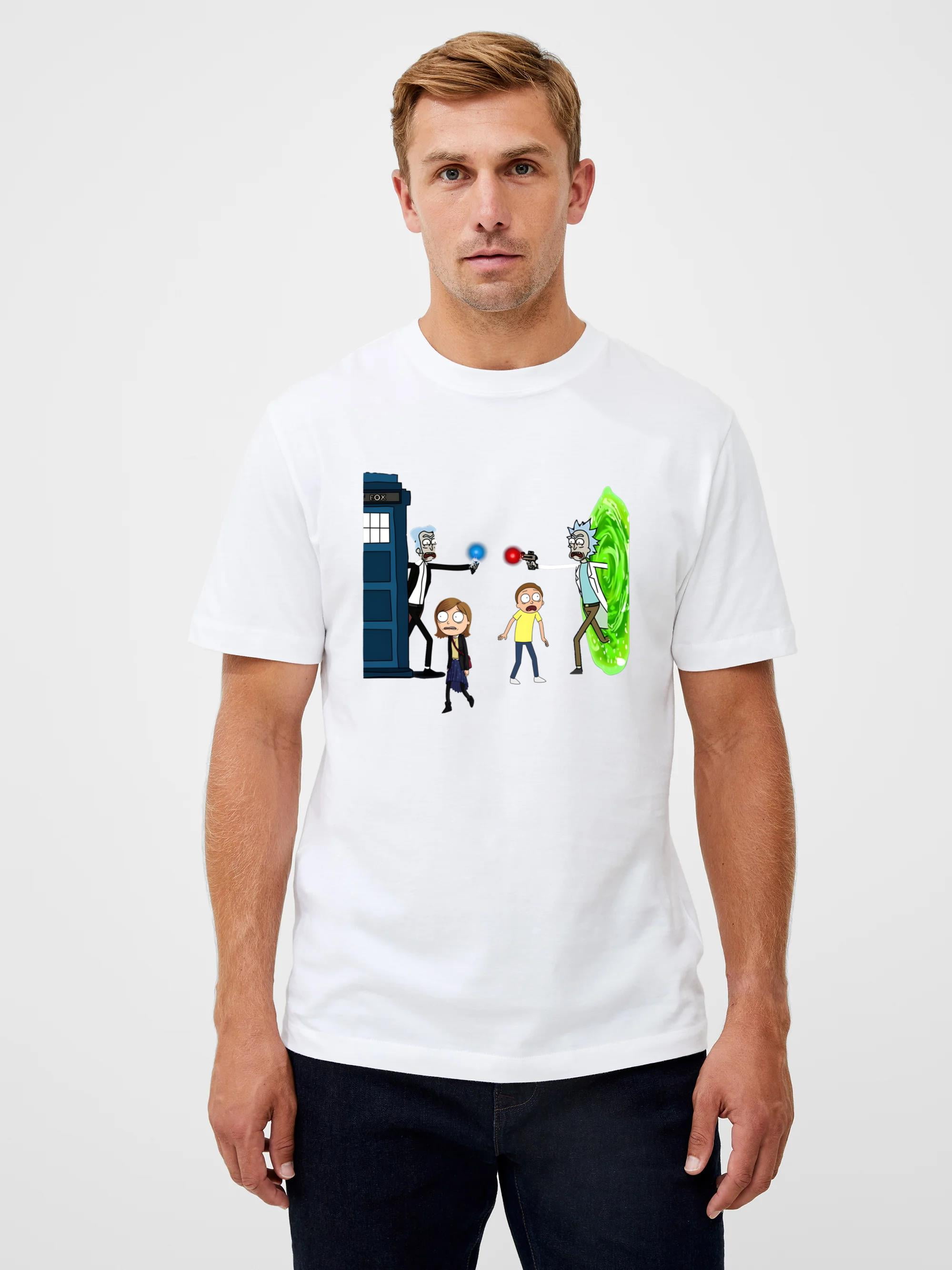 Doctor Who Meets Rick And Morty Sci Fi TV Show Crossover Fan Graphic T Shirt Cool, for men ...