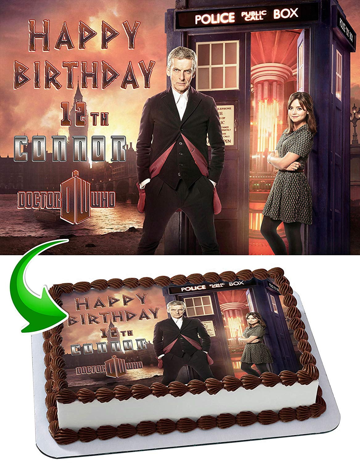 Doctor Who Tardis Edible Cake Image Topper Personalized Birthday Party ...