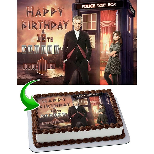 Doctor Who Tardis Edible Cake Image Topper Personalized Birthday Party ...
